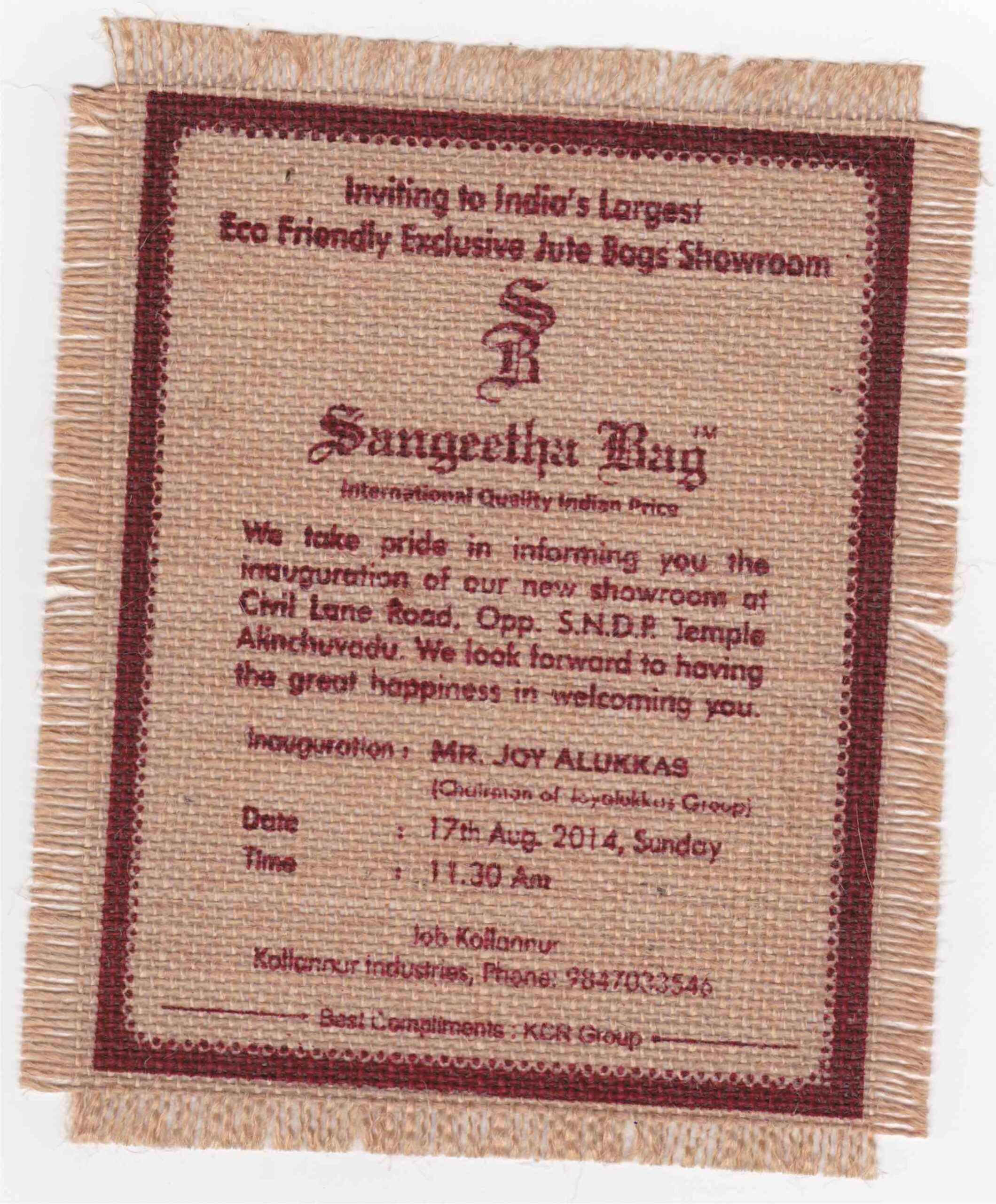 Invitation Card - Sangeetha Bags